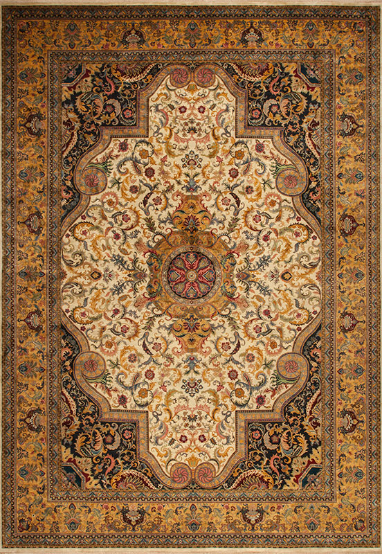 Mansion Sizes - 154570 Golden Age Collection Jewel, Ivory/Gold - Samad Rugs